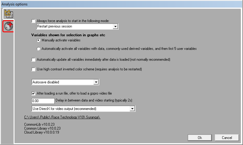 Race Technology Knowledge Base | AnalysisConfiguration / AnalysisOptions