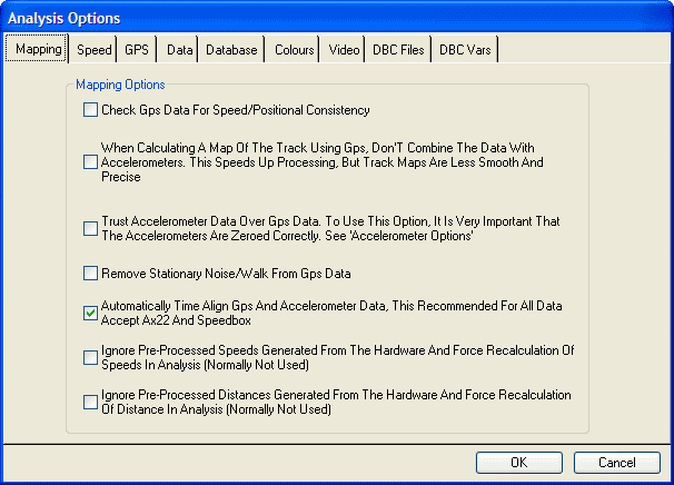 Race Technology Knowledge Base | AnalysisOptions / MappingOptions