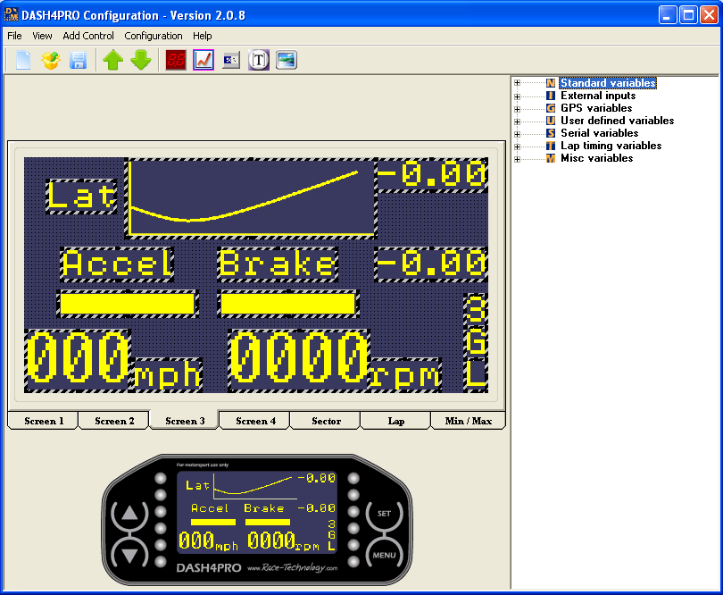Race Technology Knowledge Base | Configuration / DASH4PROConfiguration