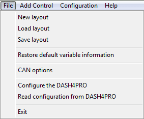 Race Technology Knowledge Base | DASH4PROUserInterface / DASH4PROMenuBar